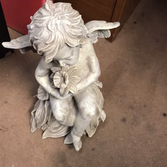 Moderm Statue | Other | Modern Garden Statue Marble Cherub Holding ...